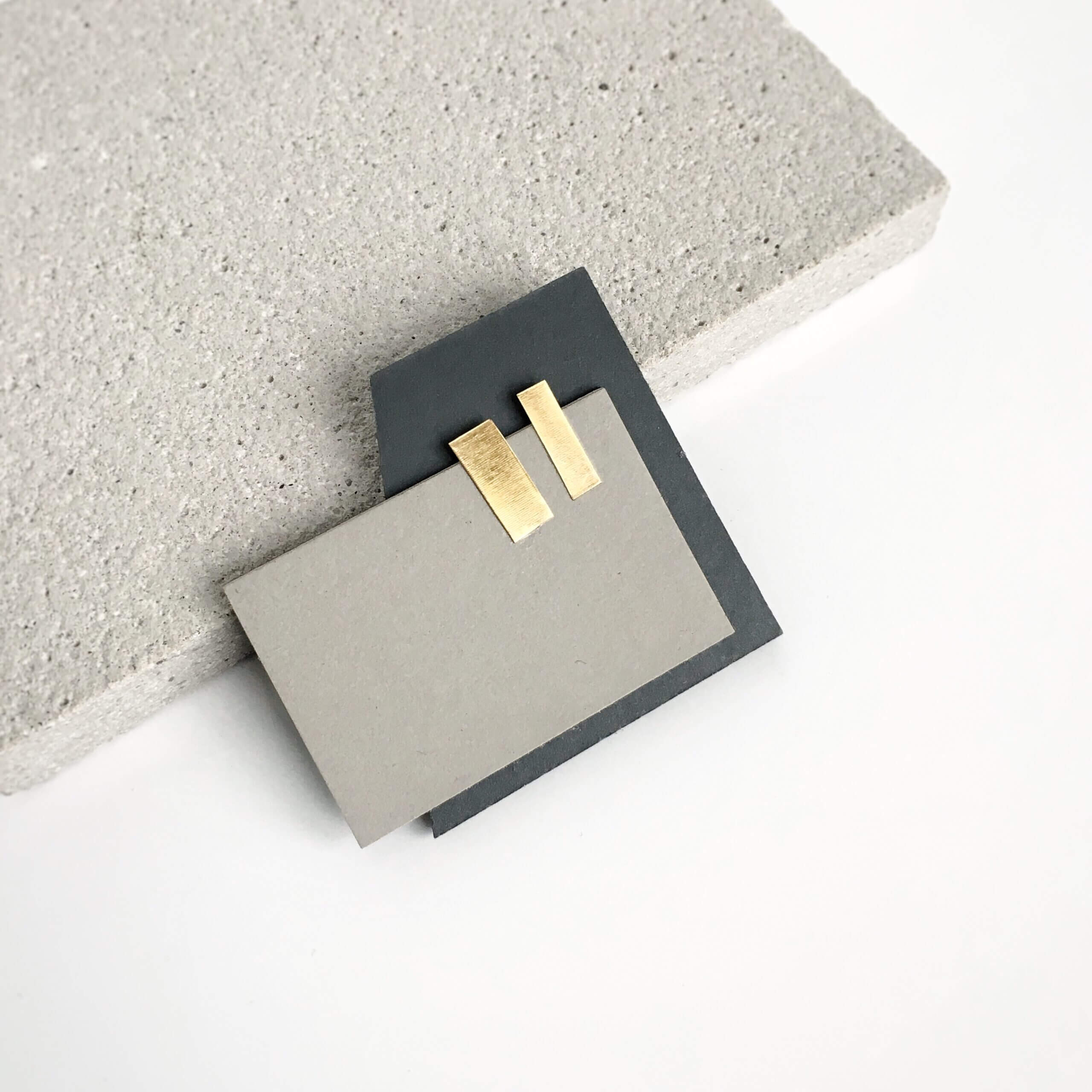 Gray and golden geometric brooch • Jagged Squares