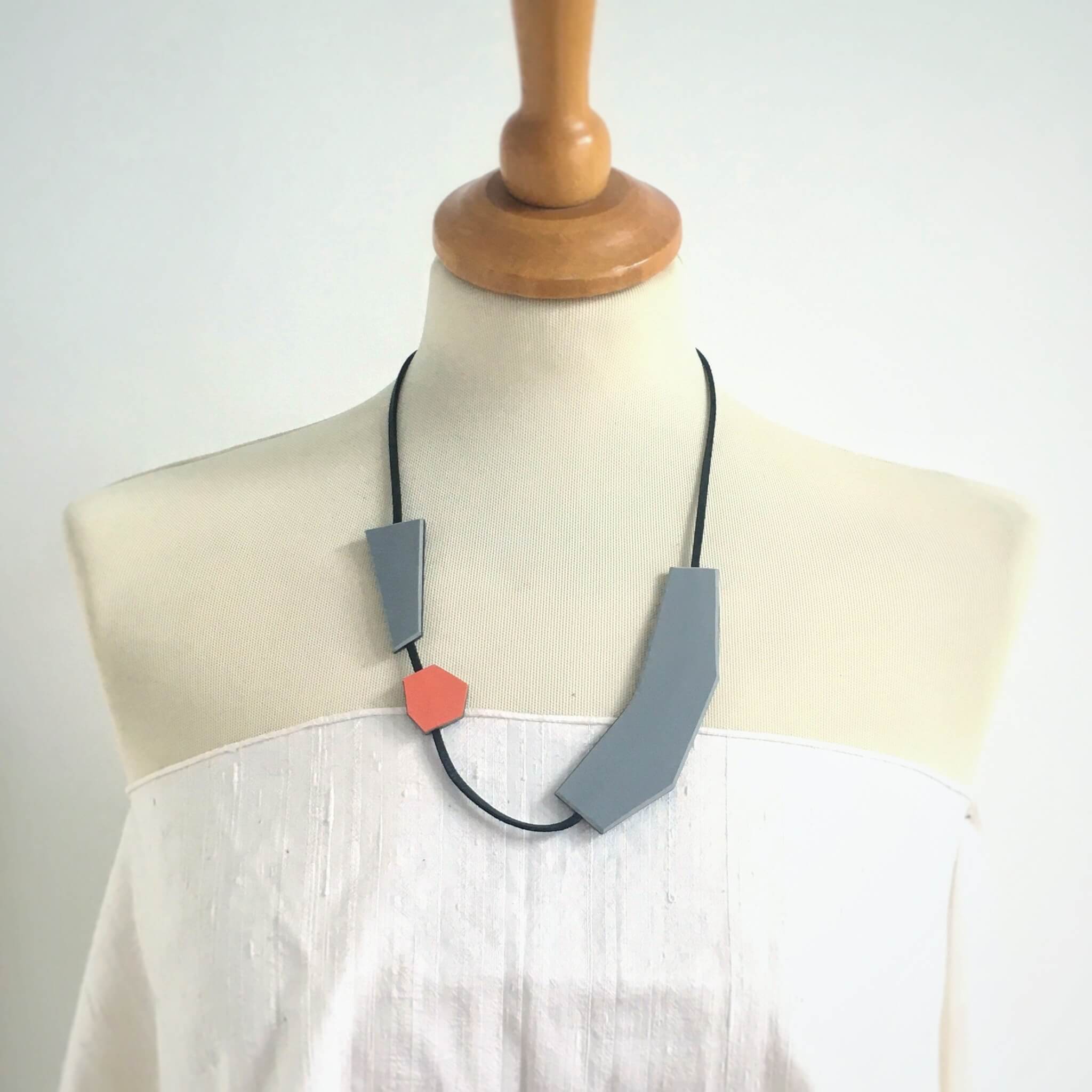 Abstract Orange Necklace • Jagged Squares