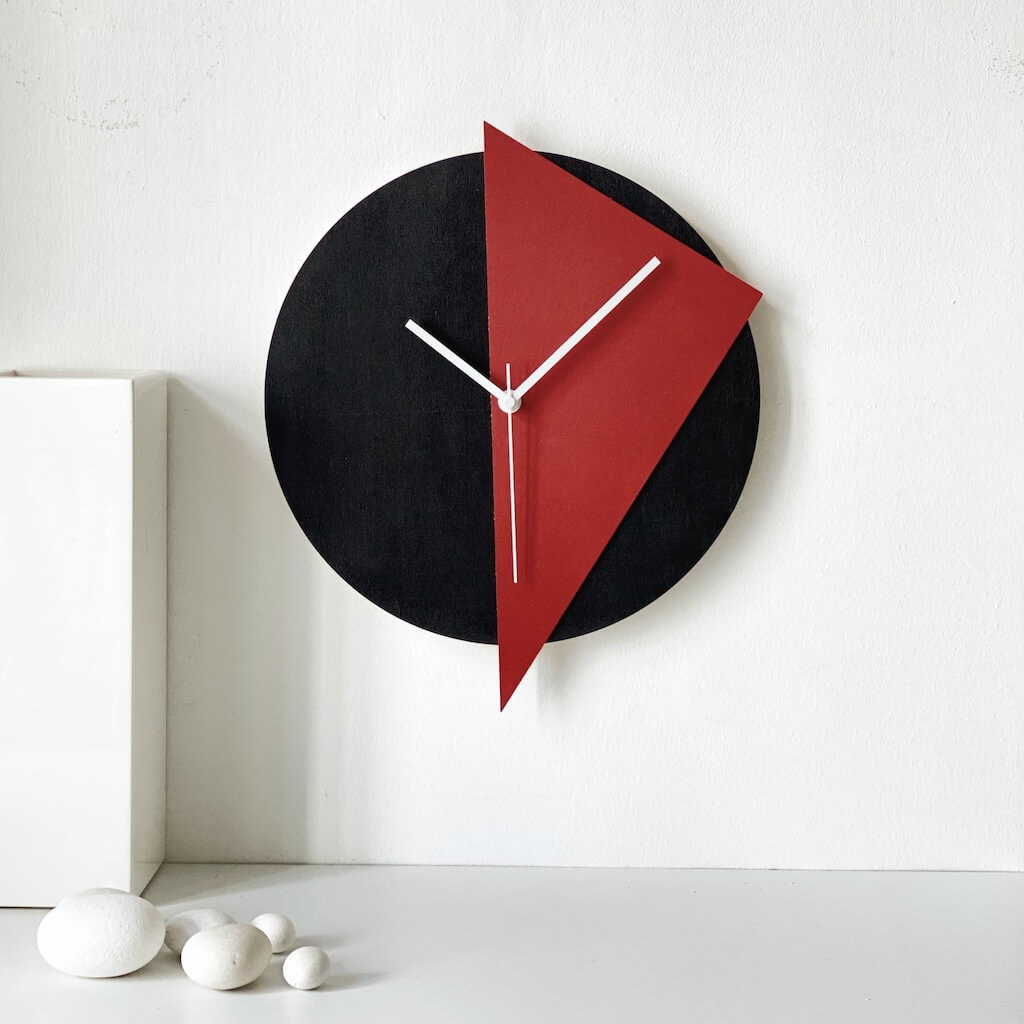 Dark Red Wall Clock • Jagged Squares