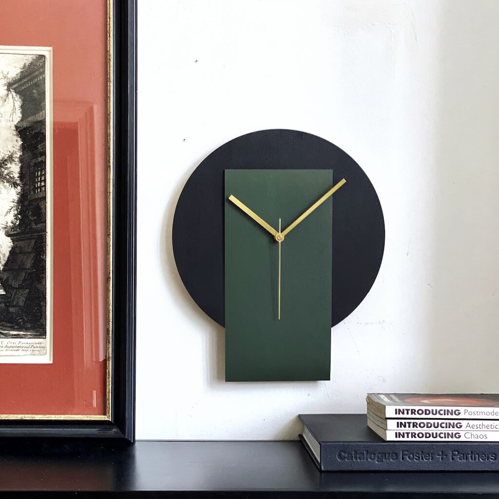 Forest Green Mid-Century Clock • Jagged Squares